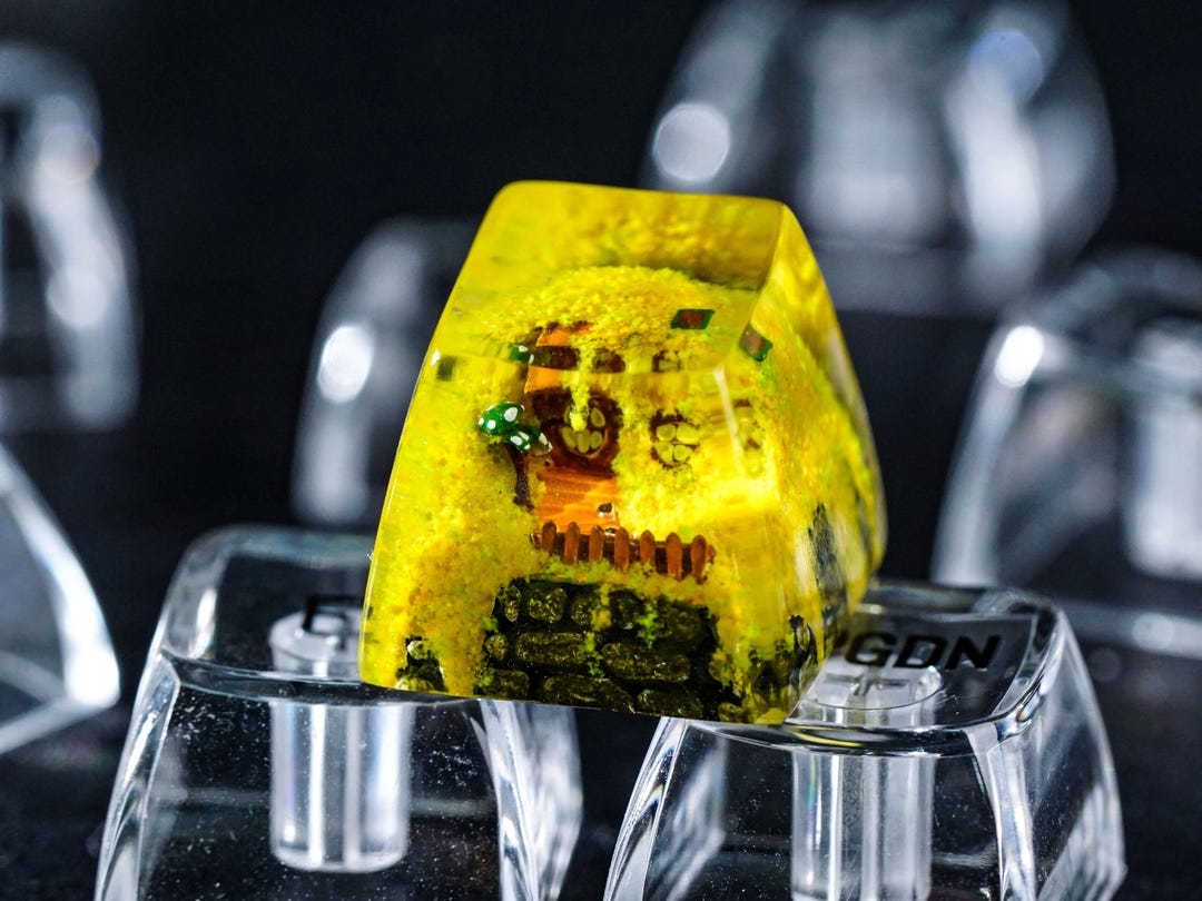 Full House Dream Artisan Keycap, Yellow House Keycap, Cute Anime Custom ...