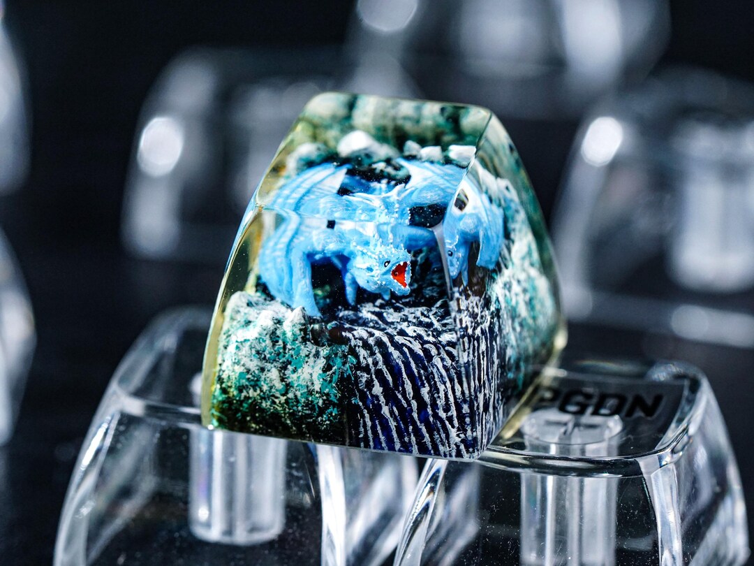 Handmade Blue Dragon Keycap Set, Resin SA Profile Artisan Keycap for ...