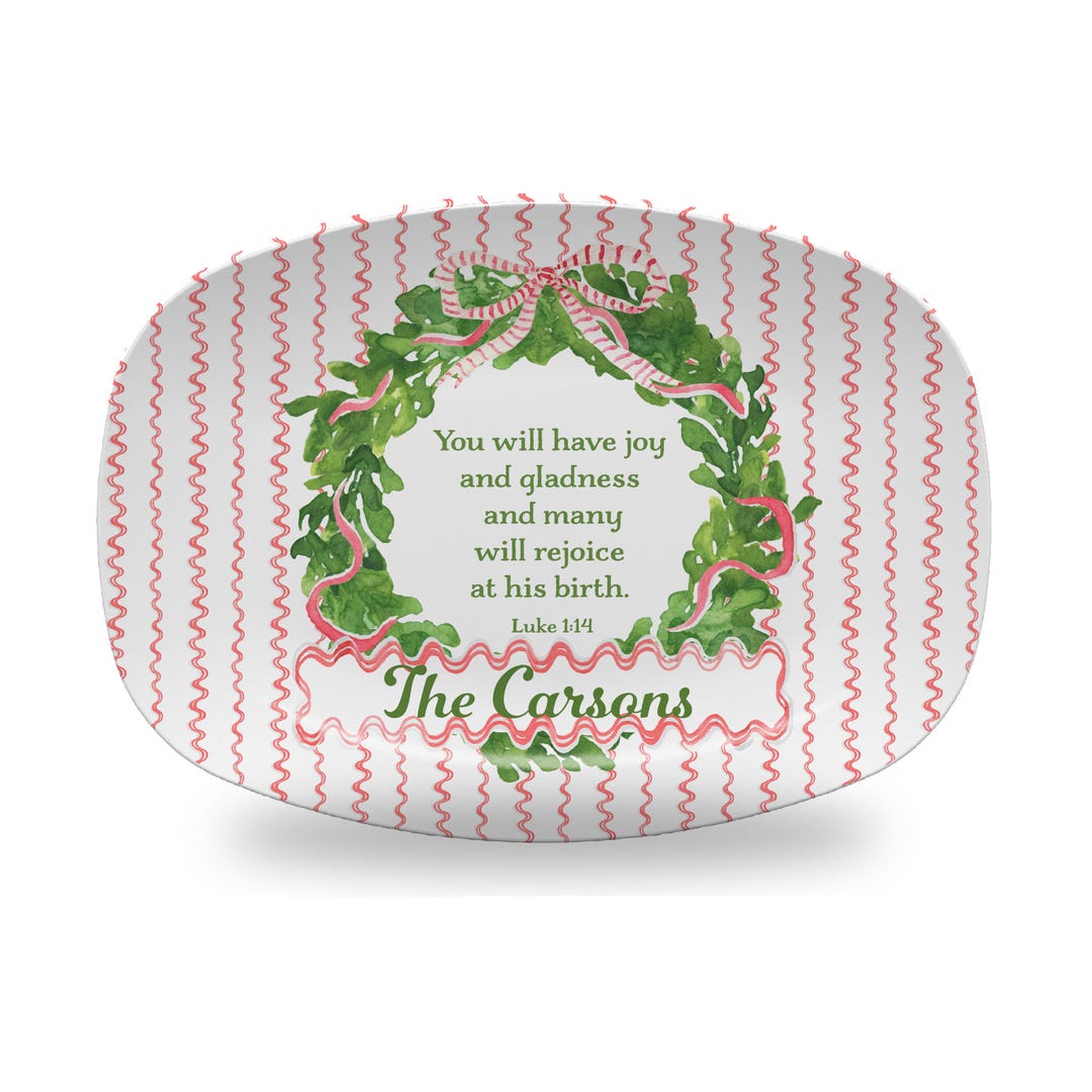 Joy and Gladness Christmas Platter, Personalized Bible Verse Platter ...