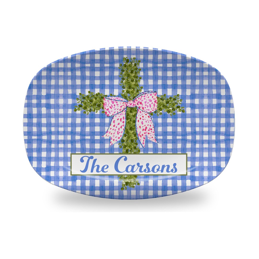 Boxwood Cross Platter, Personalized Bible Verse Platter, Last Name Gift ...