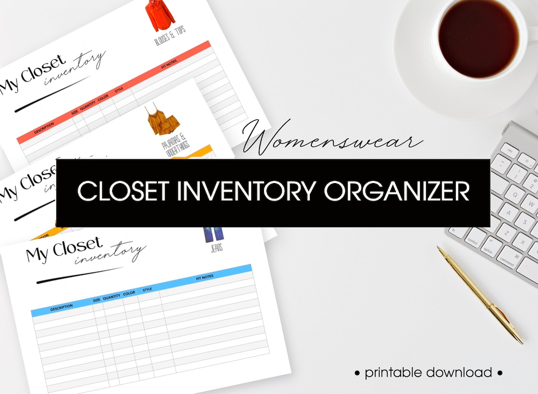 Closet Organizer Printable Wardrobe Inventory Management, Fillable PDF ...