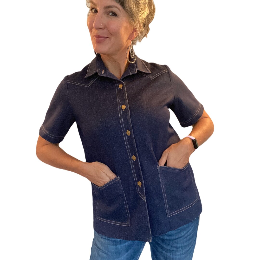 70s Western Aesthetic Denim Look Tunic. US 10, M/L - Etsy