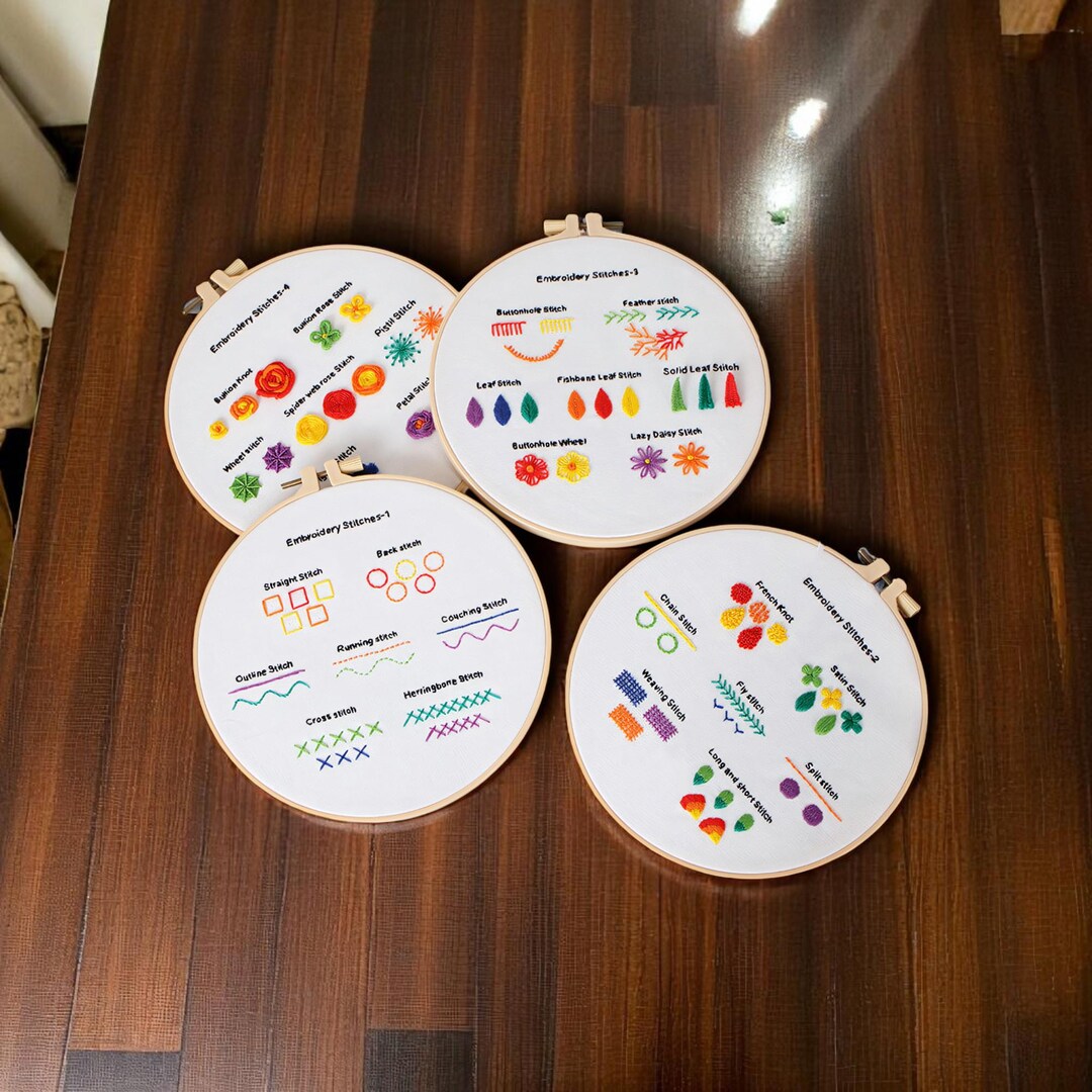 Beginner Embroidery Stitch Sampler Set – 4 Patterns | Wall Art | Hand ...