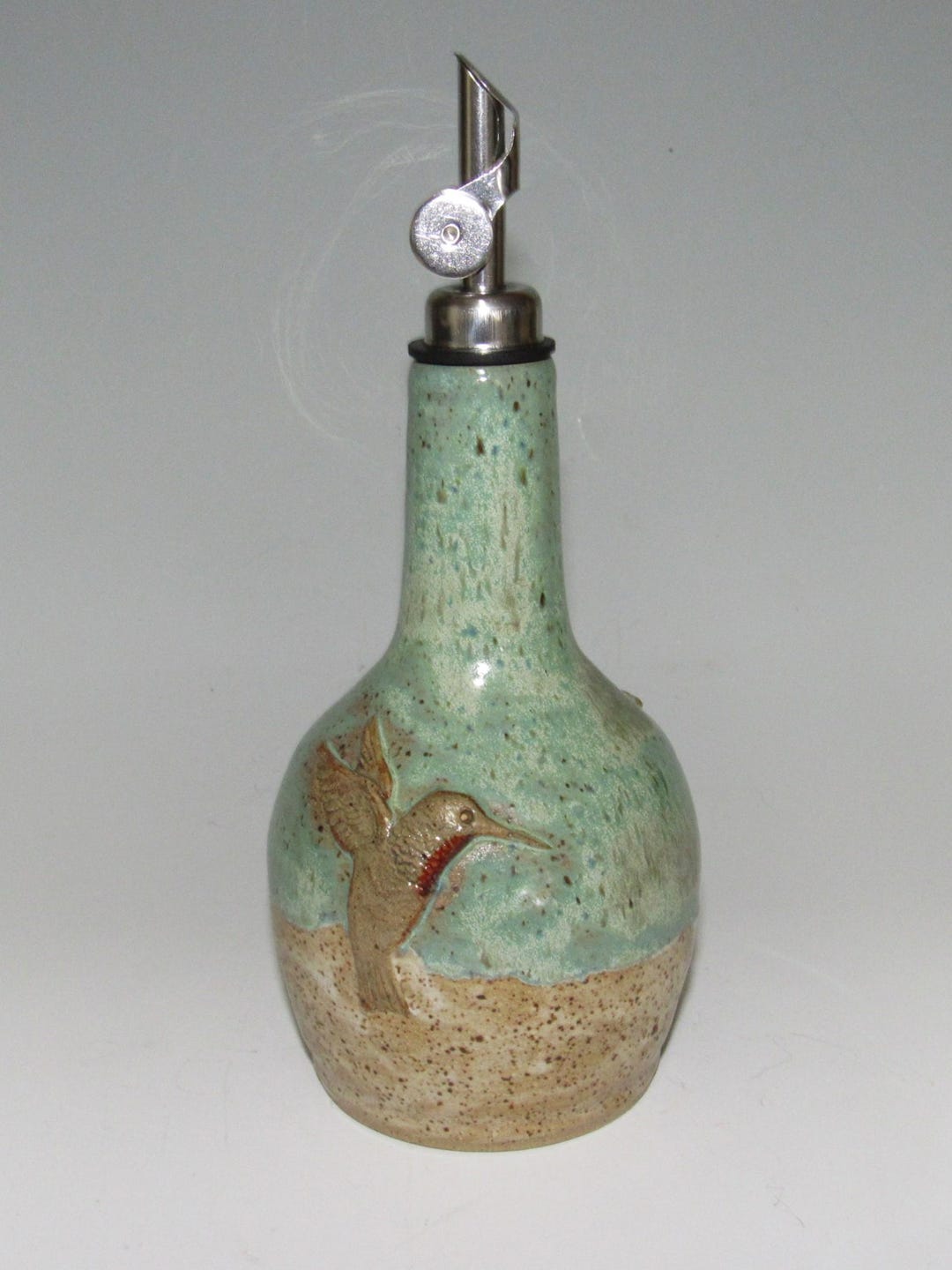 Olive Oil Bottle, Hummingbird Design, Ruby Throated, Oil or Vinegar ...