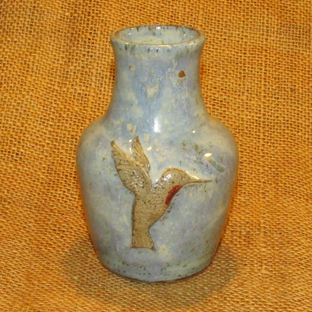 Hummingbird Vase, Rustic Small Vase, Bud Vase, Flower Vase, Fresh Herb ...