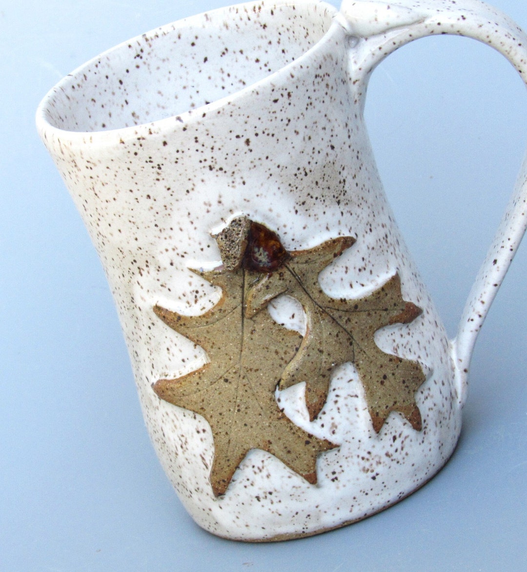 White Mug With Oak Leaves and Acorns, Large Mug - Etsy