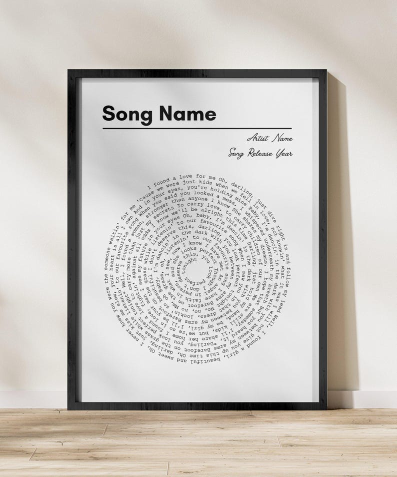 Personalized Vinyl Song Lyrics Wall Art | Minimalist Digital Spiral ...