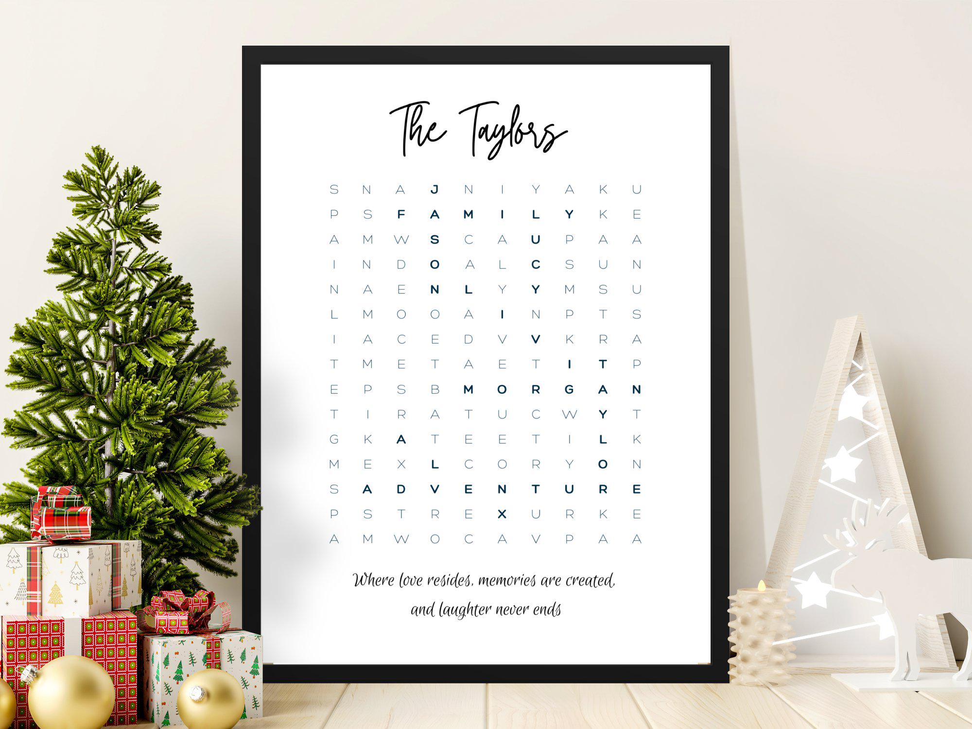 Personalized Word Search Wall Art | Minimalist Digital Printable Decor ...