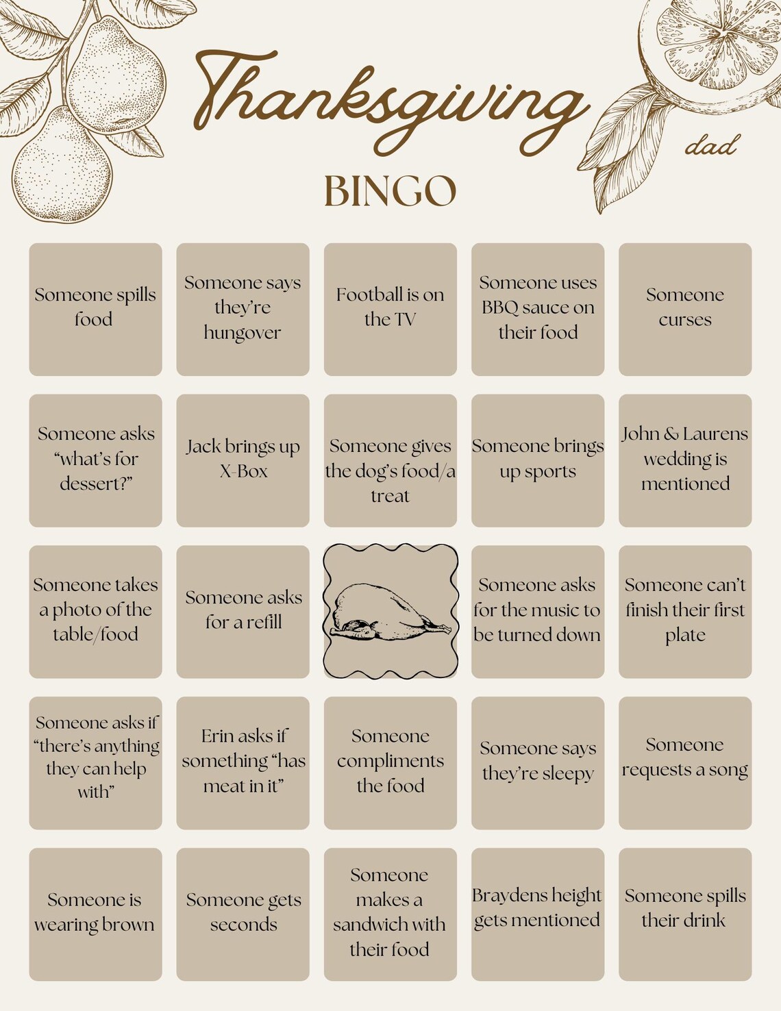 Customizable Thanksgiving Bingo PDF - Etsy