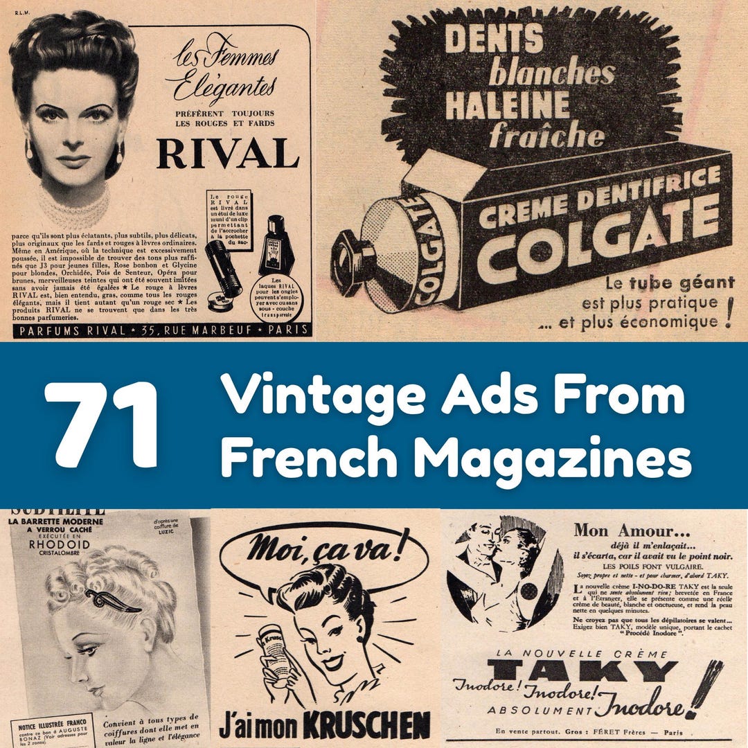 72 Vintage Ads From French Magazines Bundle Scrapbooking Ephemera ...