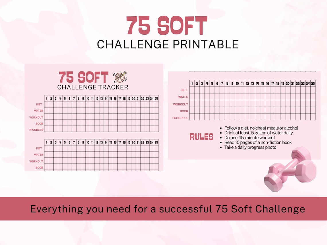 75 SOFT CHALLENGE | Workout Split | Track Progress - Etsy