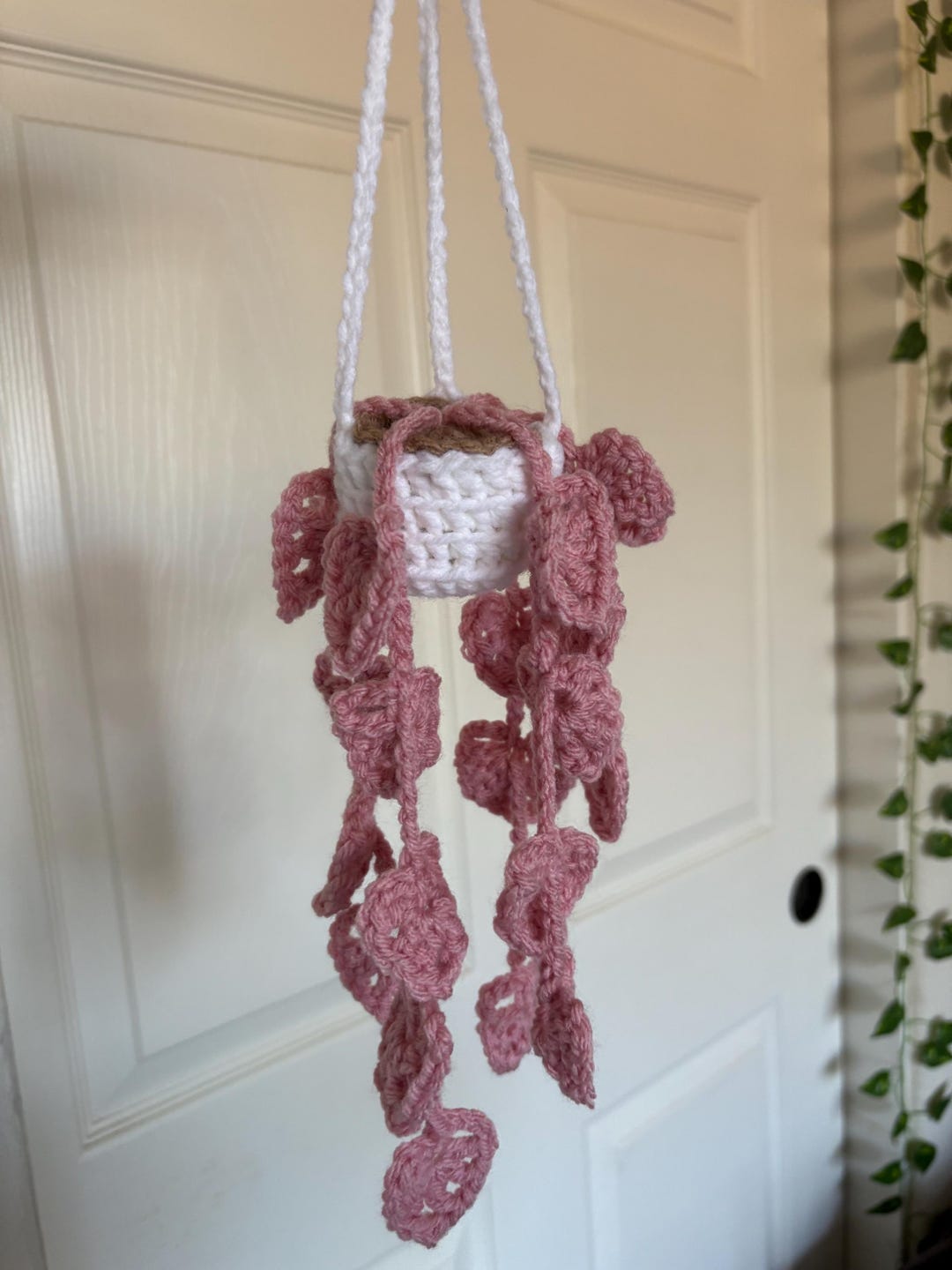 Mini Pink Crochet Hanging Plant - Etsy