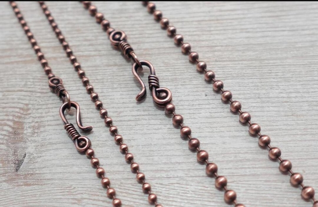 Solid Copper Ball Chain, Handmade Hook Clasp (2.4mm) - Etsy