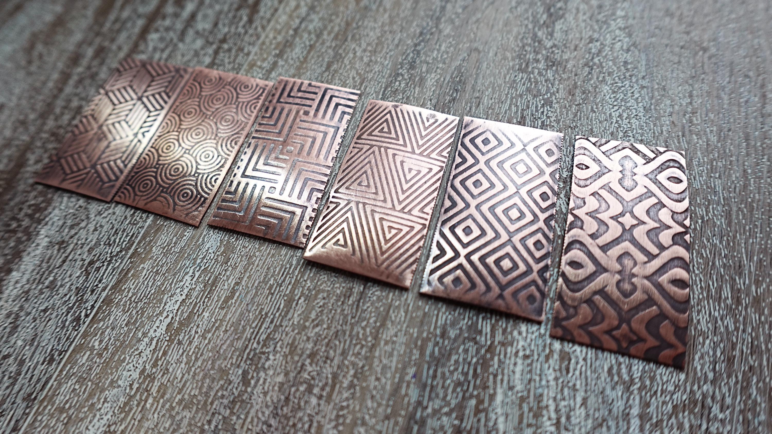 Oxidized Patterned Rectangular Copper Sheet 1'' X 2''(25mmx50mm ...
