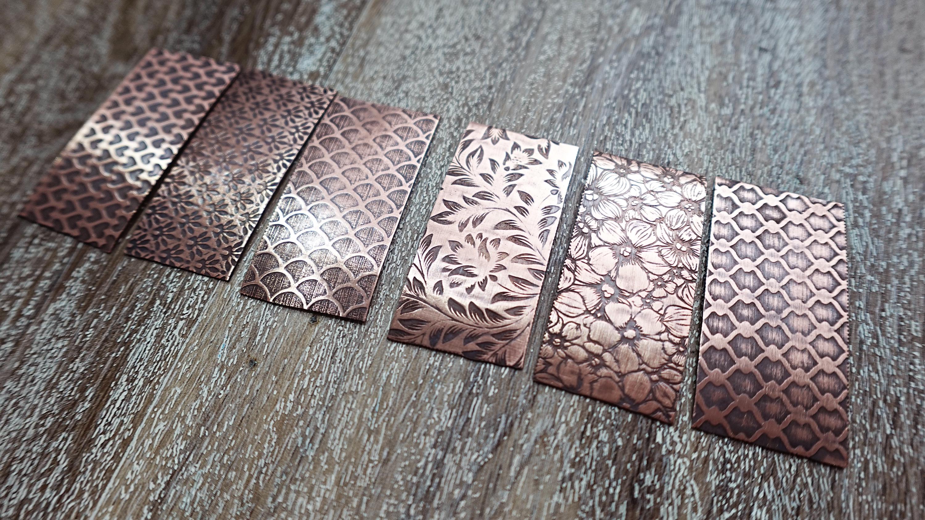 Oxidized Patterned Rectangular Copper Sheet 1'' X 2''(25mmx50mm ...