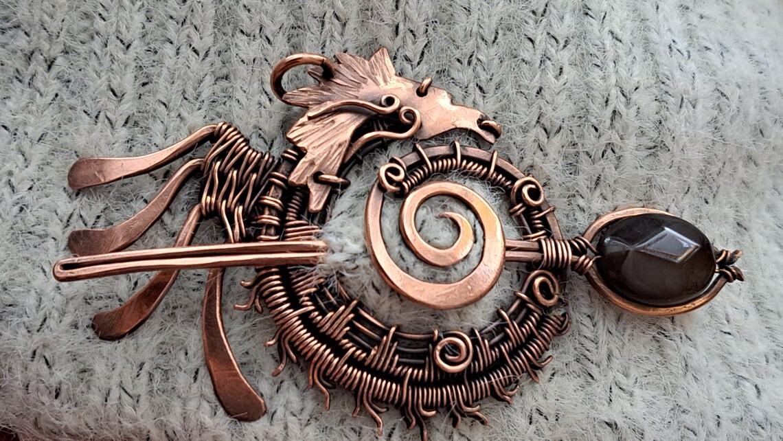 Dragon With Agate Bead Pendant, Brooch, Pin. Printable Template for My ...