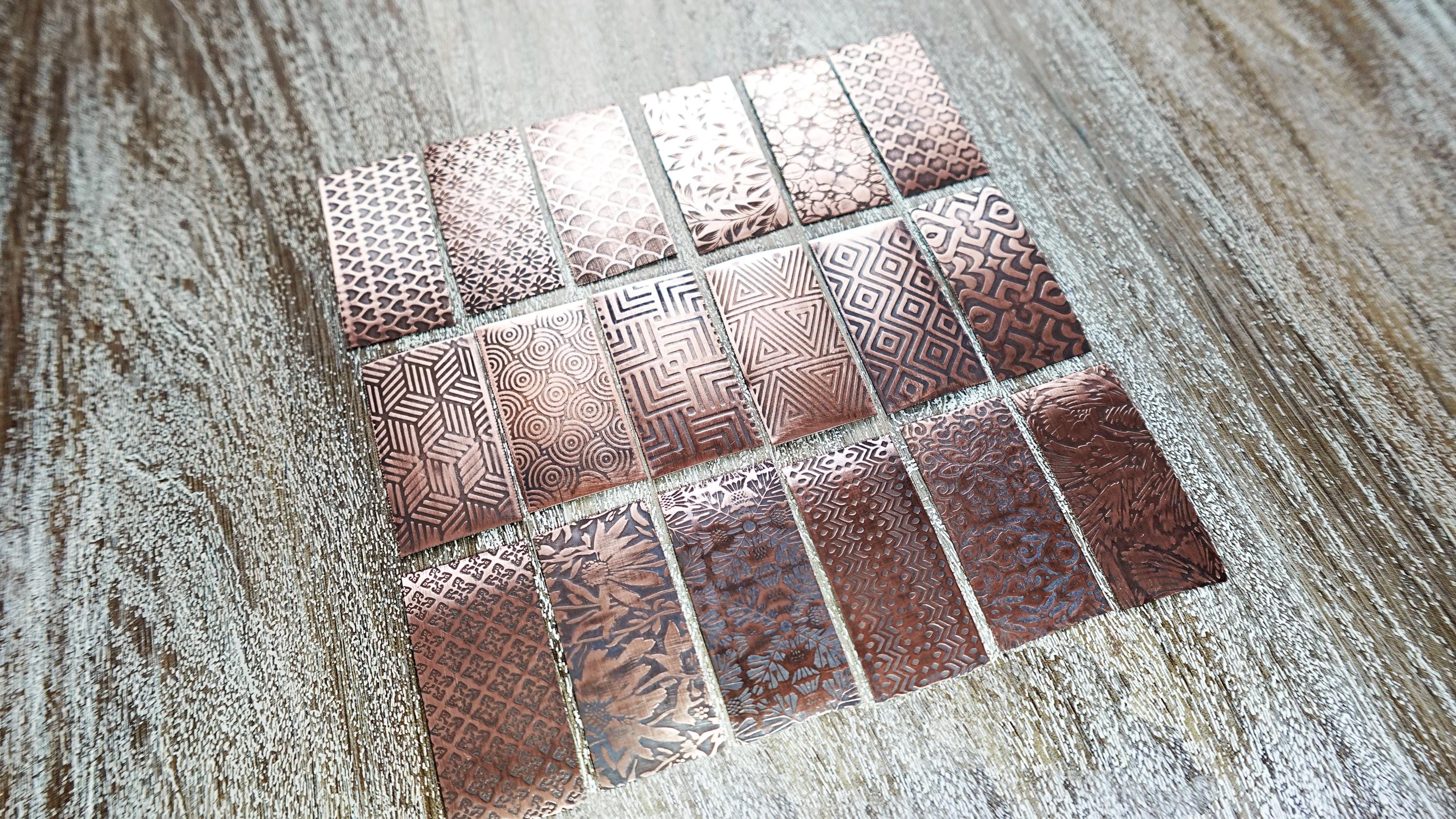 Oxidized Patterned Rectangular Copper Sheet 1'' X 2''(25mmx50mm ...