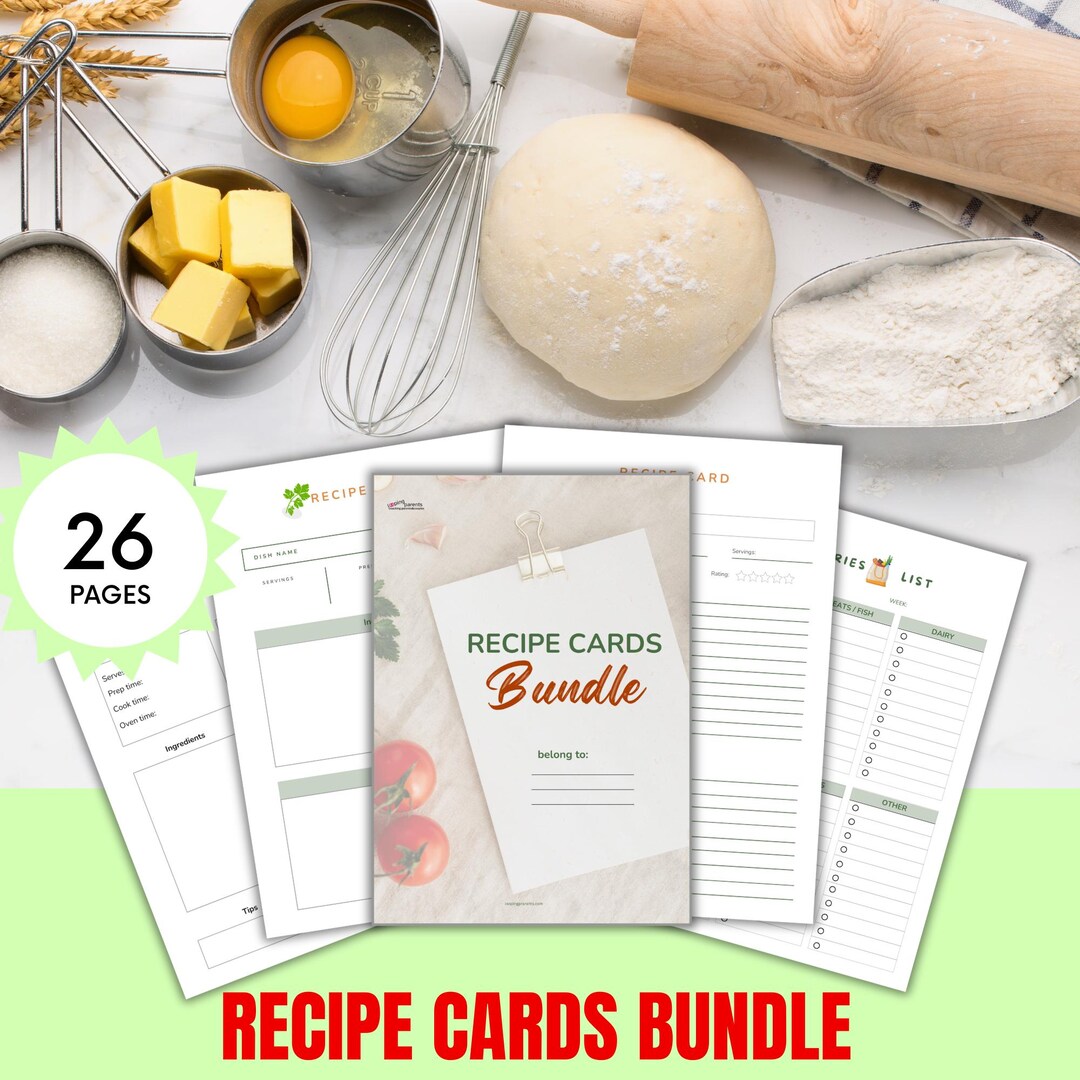 Modern Recipe Card | Recipe Cards PDF Download| Grocery List Printable ...