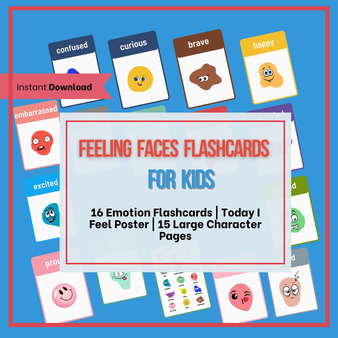 16 Printable Emotion Flashcards for Kids | Colorful Feelings Set | Ages ...