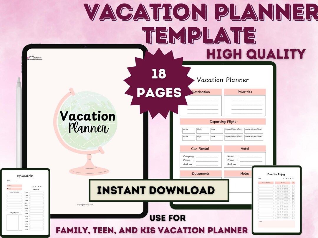 Vacation Planner|printable Vacation Planner |travel Planner |family ...