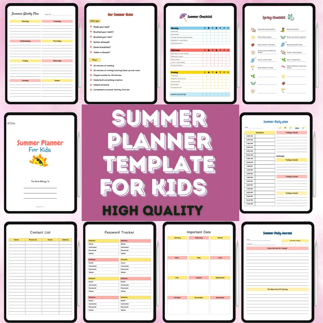 Summer Planner for Kid | Summer Activity Plan | Daily and Weekly ...