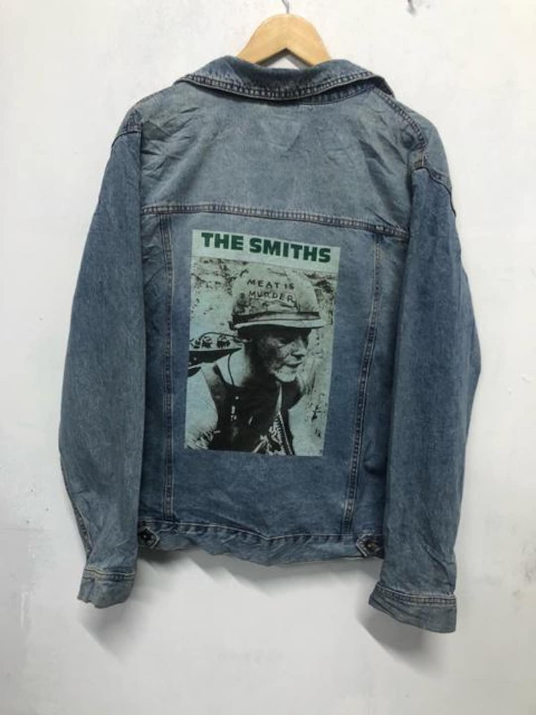 Vintage Punk Rock Denim Jacket Meat is Murder Graphic Custom Print ...