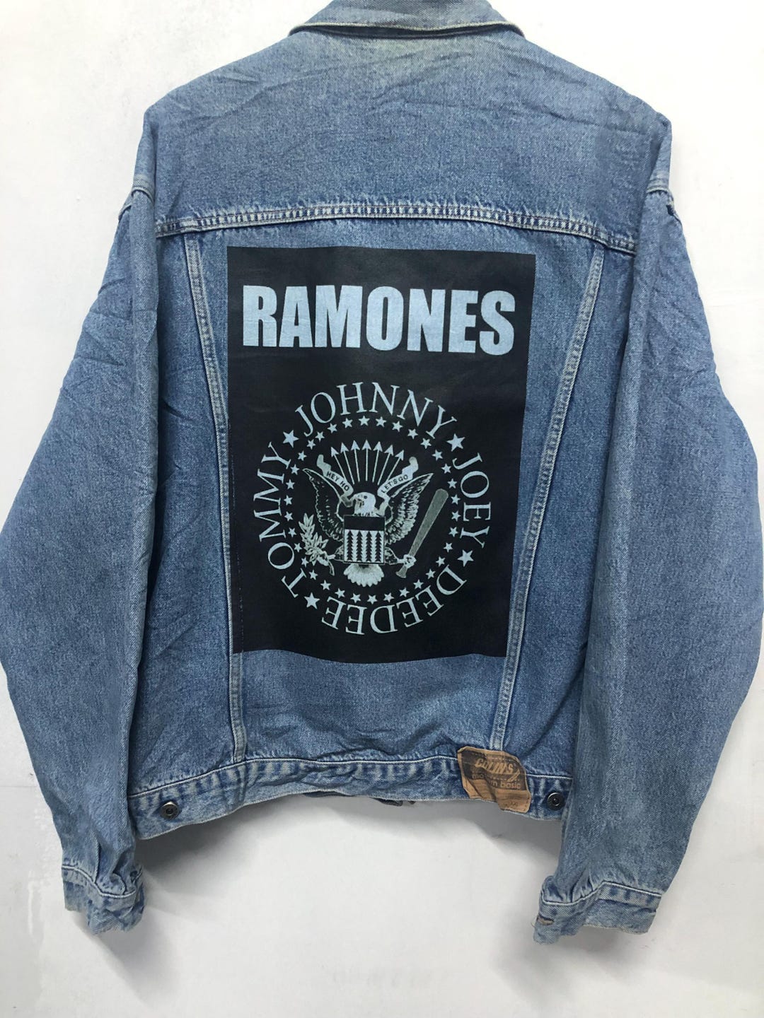 Vintage Denim Jacket With Punk Rock-inspired Graphic - Upcycled Jean ...