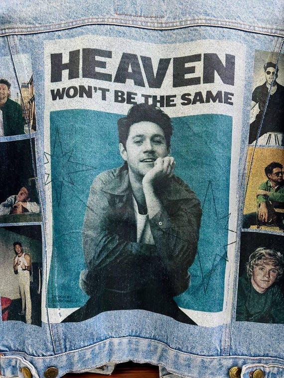 Vintage Denim Jacket with Dreamy Music-Inspired Graph… - Gem