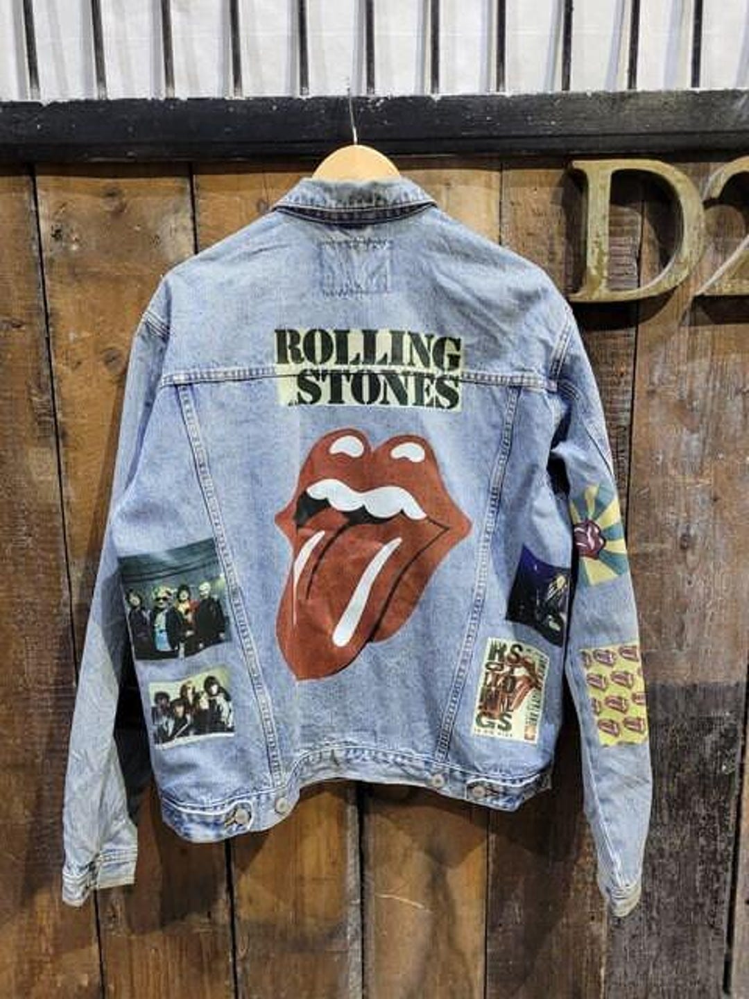 Vintage Denim Jacket: Rolling Stones Graphic, Upcycled Unisex Jean ...