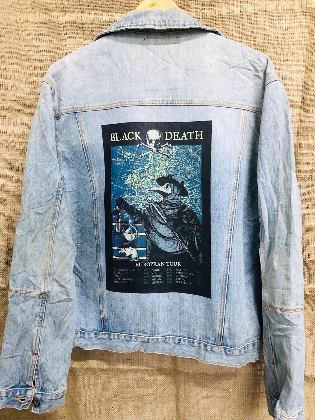 Black Death Plague Doctor Denim Jacket – Gothic & Dark Academia Fashion ...