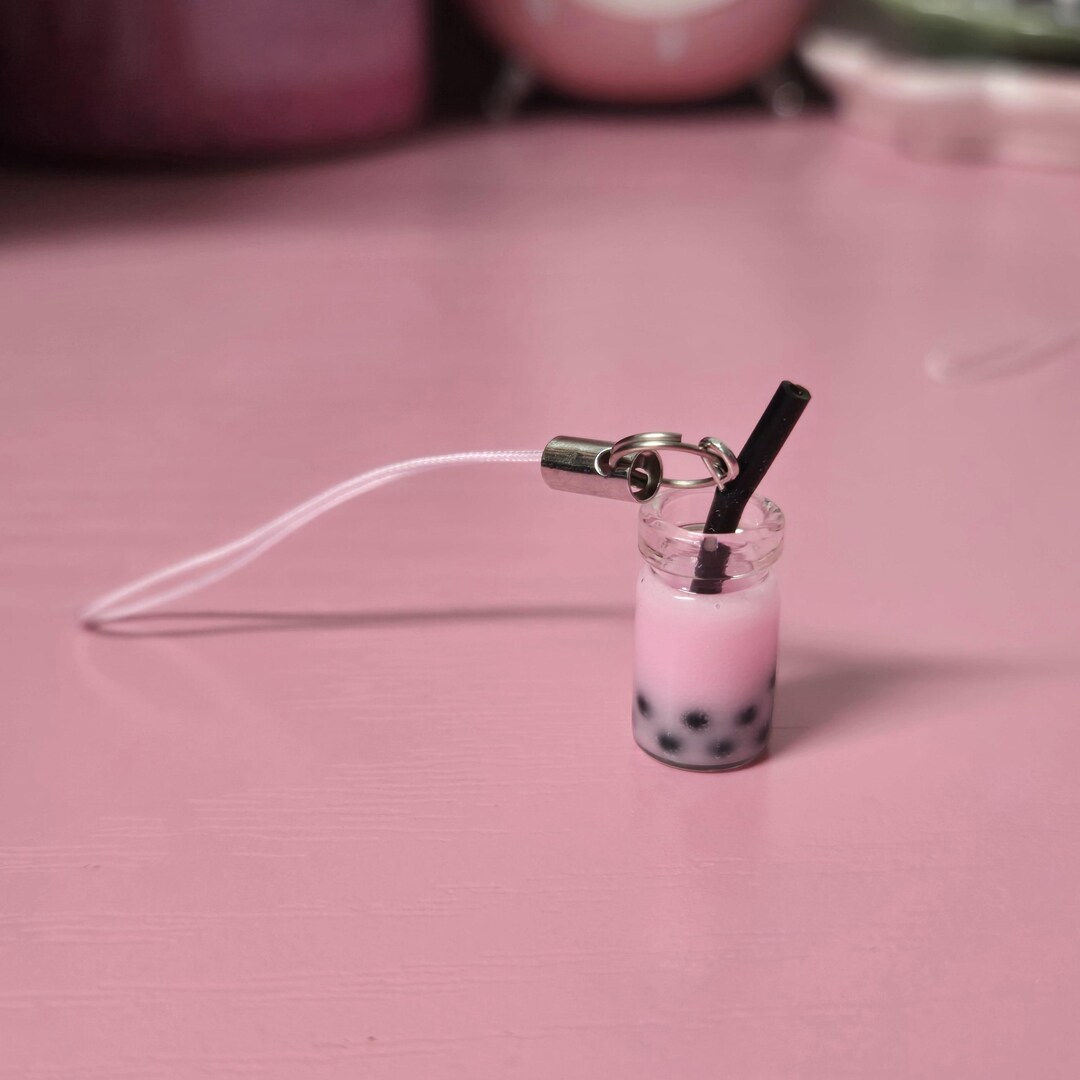 Kawaii Pastel Pink Boba Tea Keychain and Phone Charm - Etsy