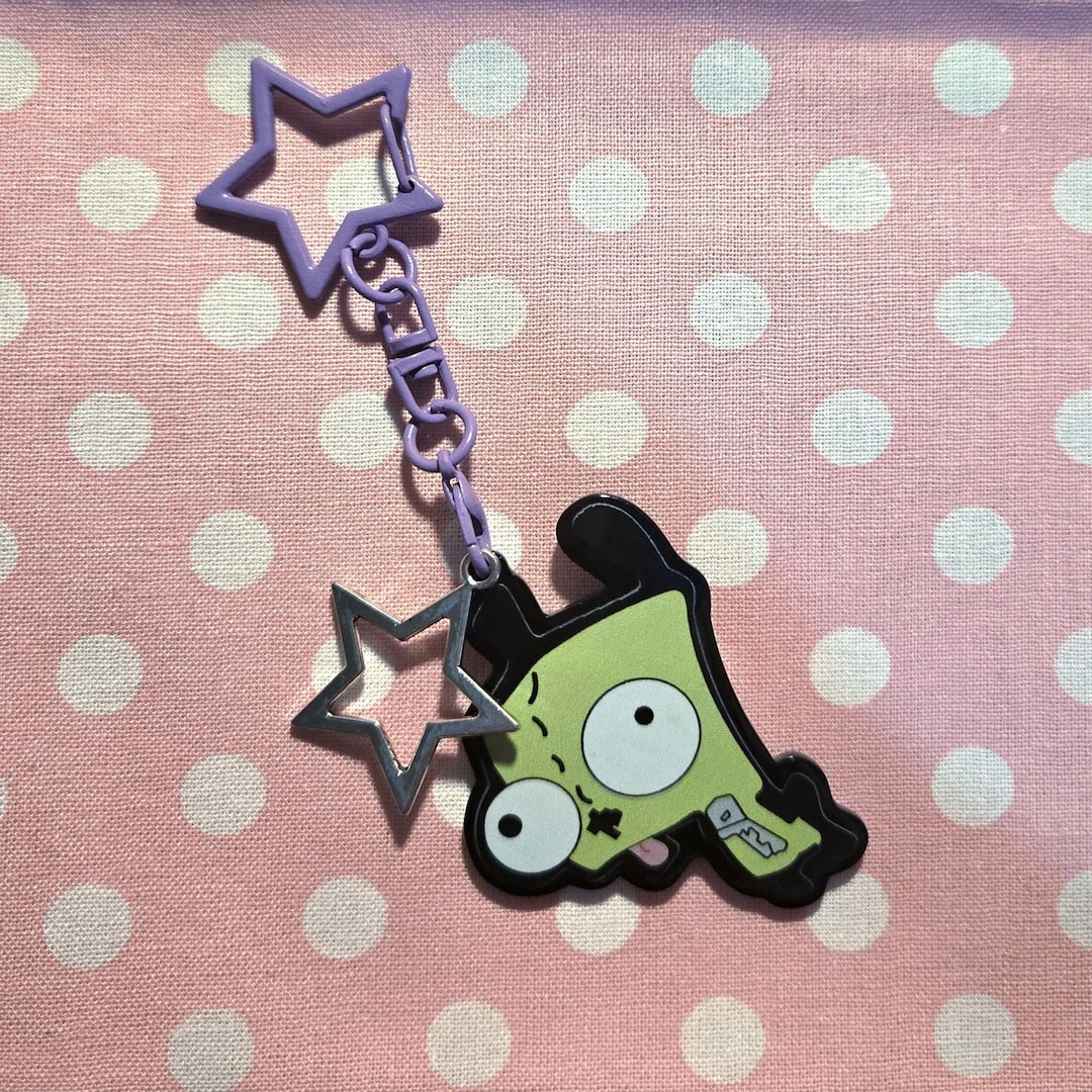 Invader Zim Gir Purple Star Keychain - Etsy