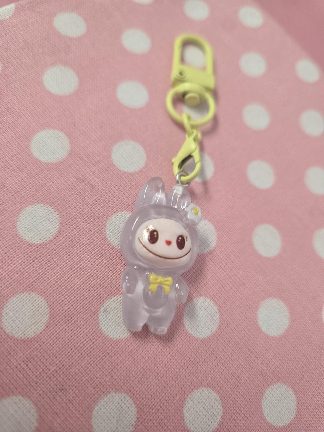 Labubu Themed Pastel Purple & Yellow Keychain - Etsy