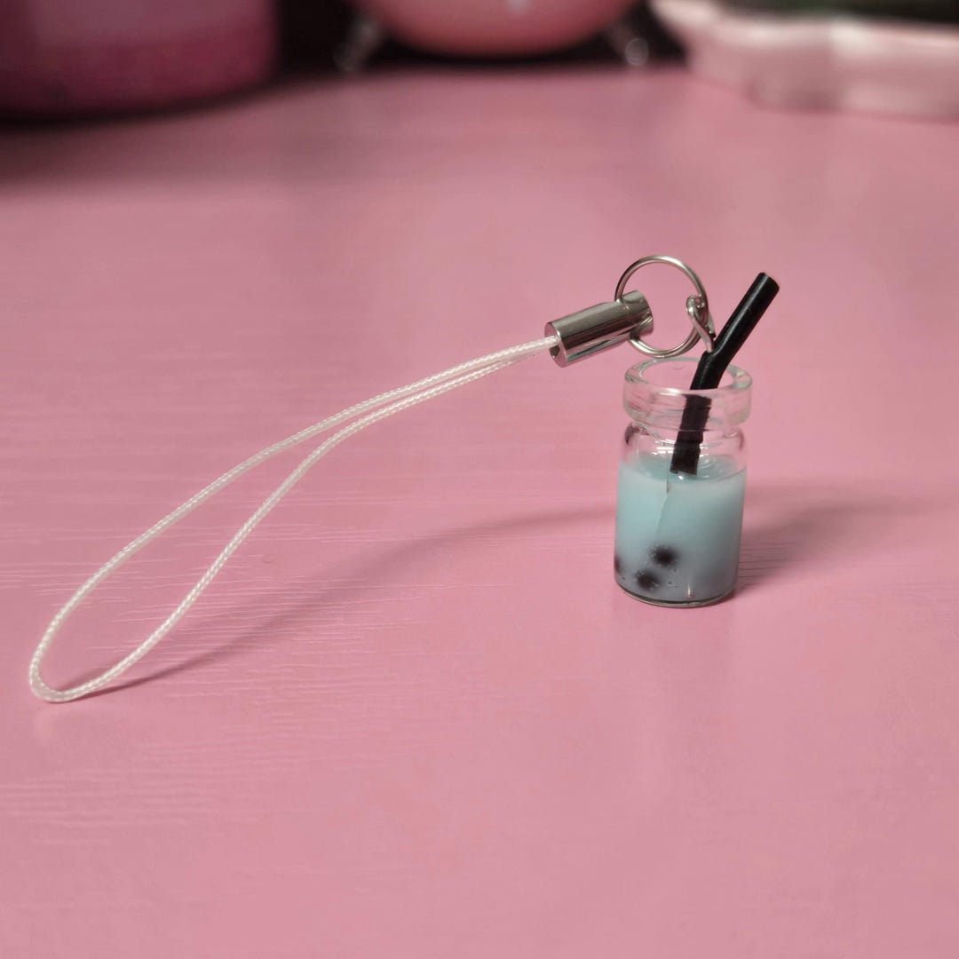 Kawaii Teal Boba Tea Keychain and Phone Charm - Etsy