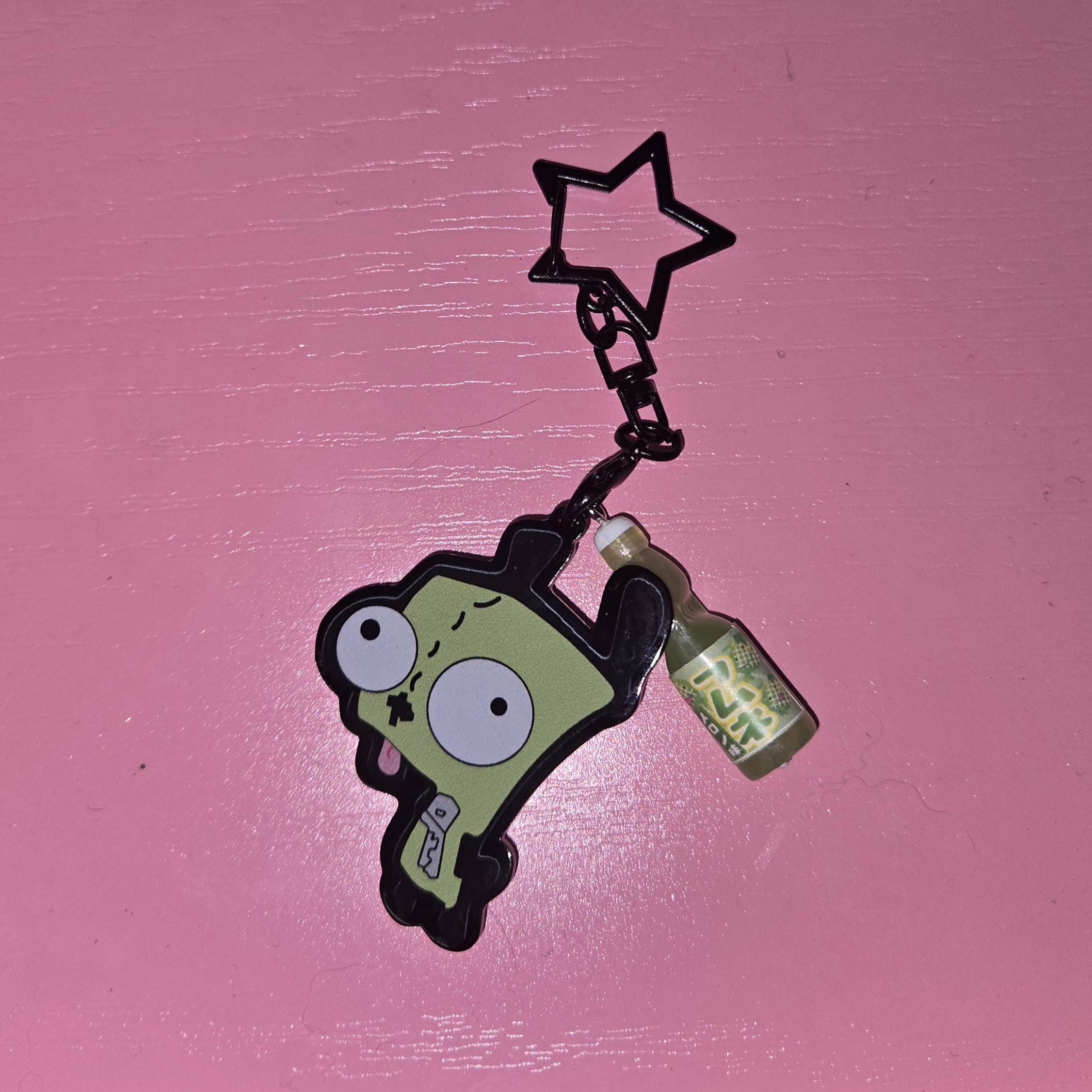 Invader Zim Gir Metal Star Keychain Clasp With Japanese Soda Charm - Etsy