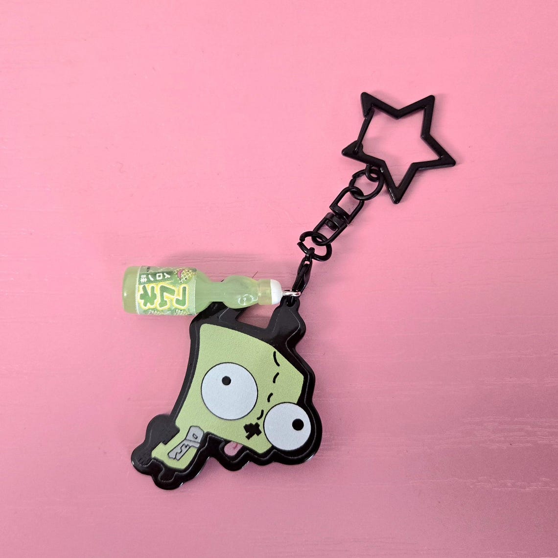 Invader Zim Gir Metal Star Keychain Clasp With Japanese Soda Charm - Etsy