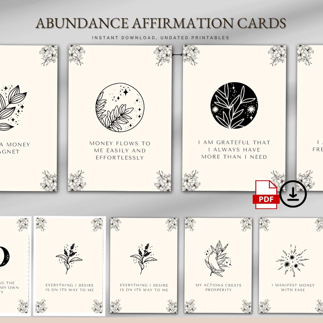 Abundance Affirmation Cards Deck: Positive Energy, Manifestation Tool ...