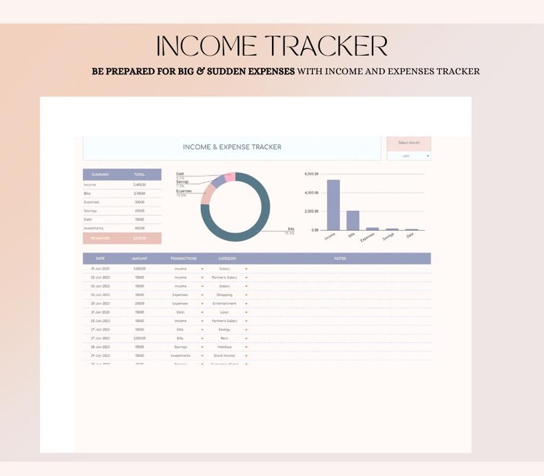 Income Expense Tracker: Budget Spreadsheet for Excel/google Sheets ...