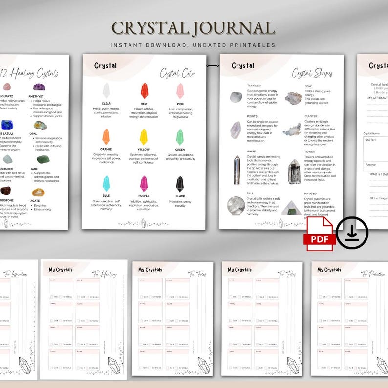 Crystal Journal, Clear Quartz Notebook, Gemstone Diary, Writing Journal ...