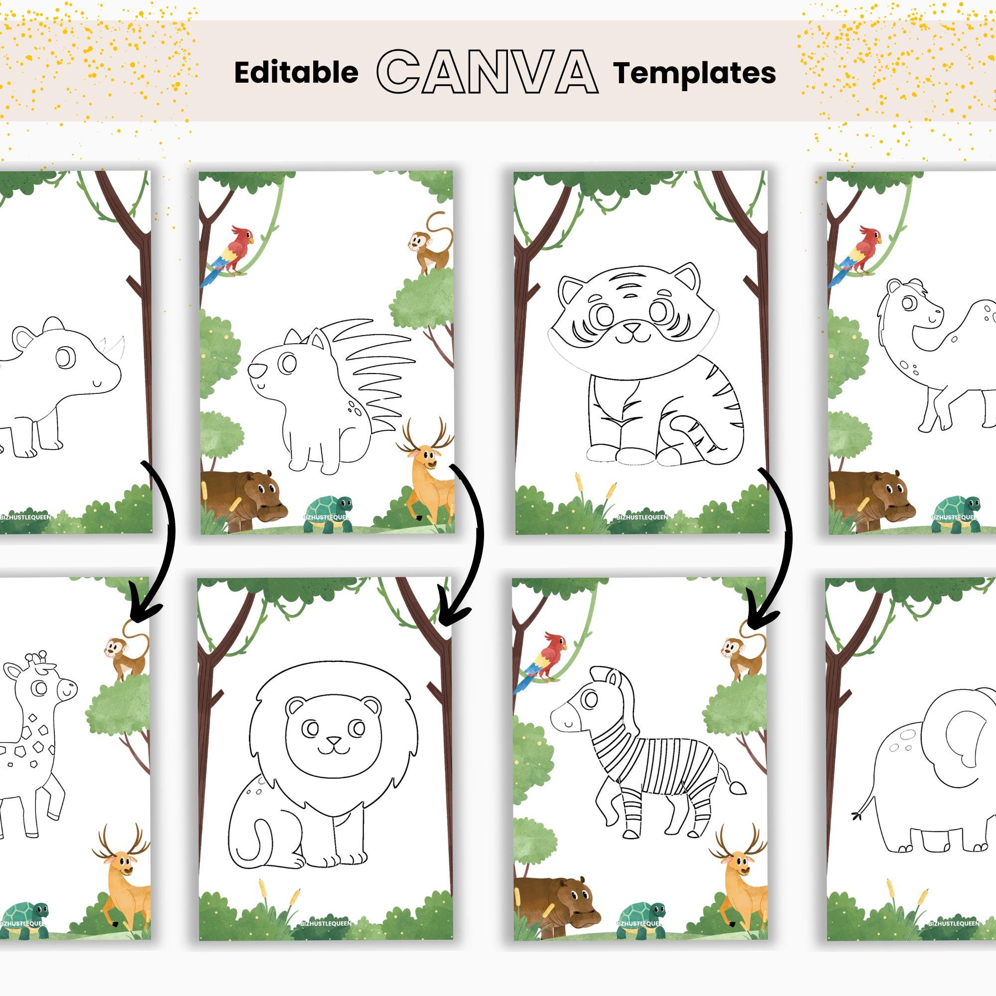 Kids Coloring Book, Jungle Animals Book, Animal Coloring Pages ...