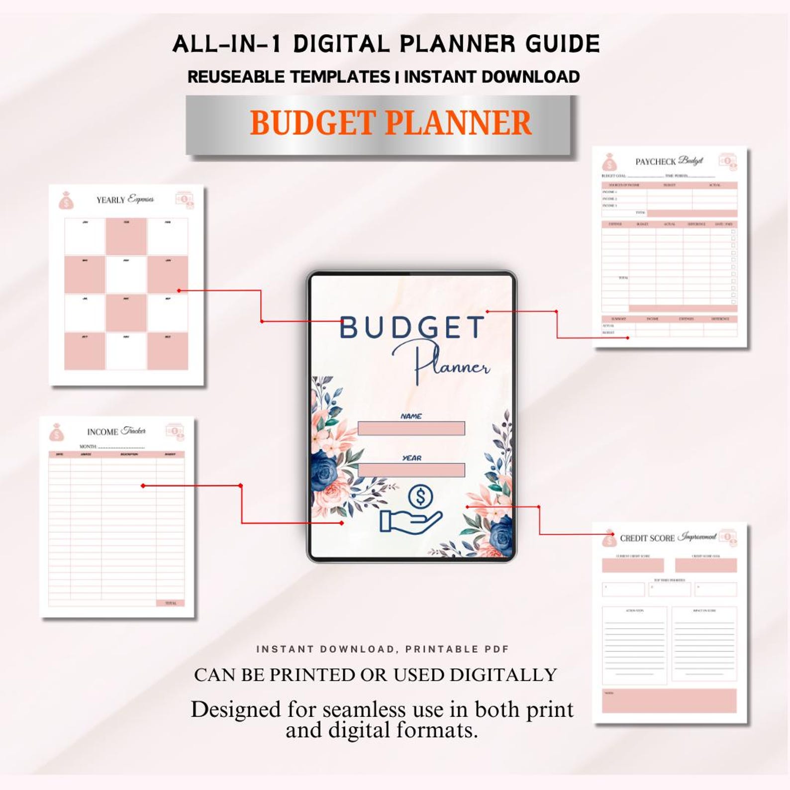 Budget Planner Template Printable, Financial Organizer, Money ...