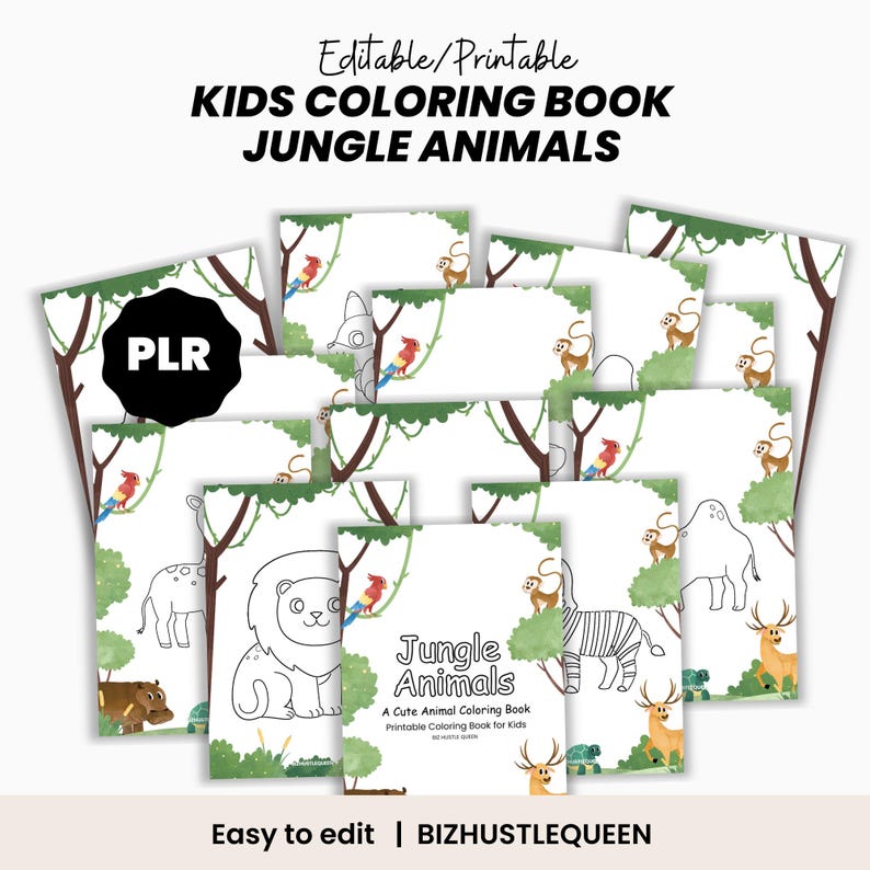 Jungle Animals Kids Coloring Book: Creative Art Activity - Etsy