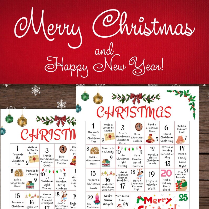 Printable Christmas Advent Calendar | 25-day Holiday Countdown Activity ...