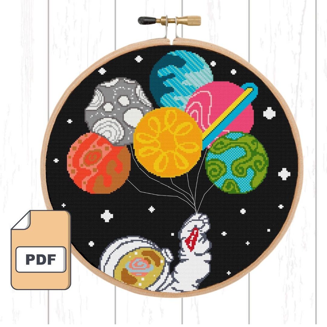 Space Space Baby! - Colorful Outer Space Cross Stitch Pattern - Etsy