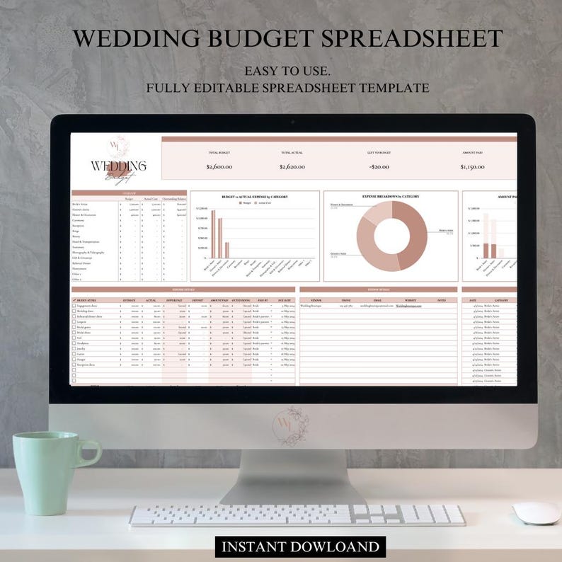 Editable Wedding Planner Google Sheets | Budget, Checklist (digital ...