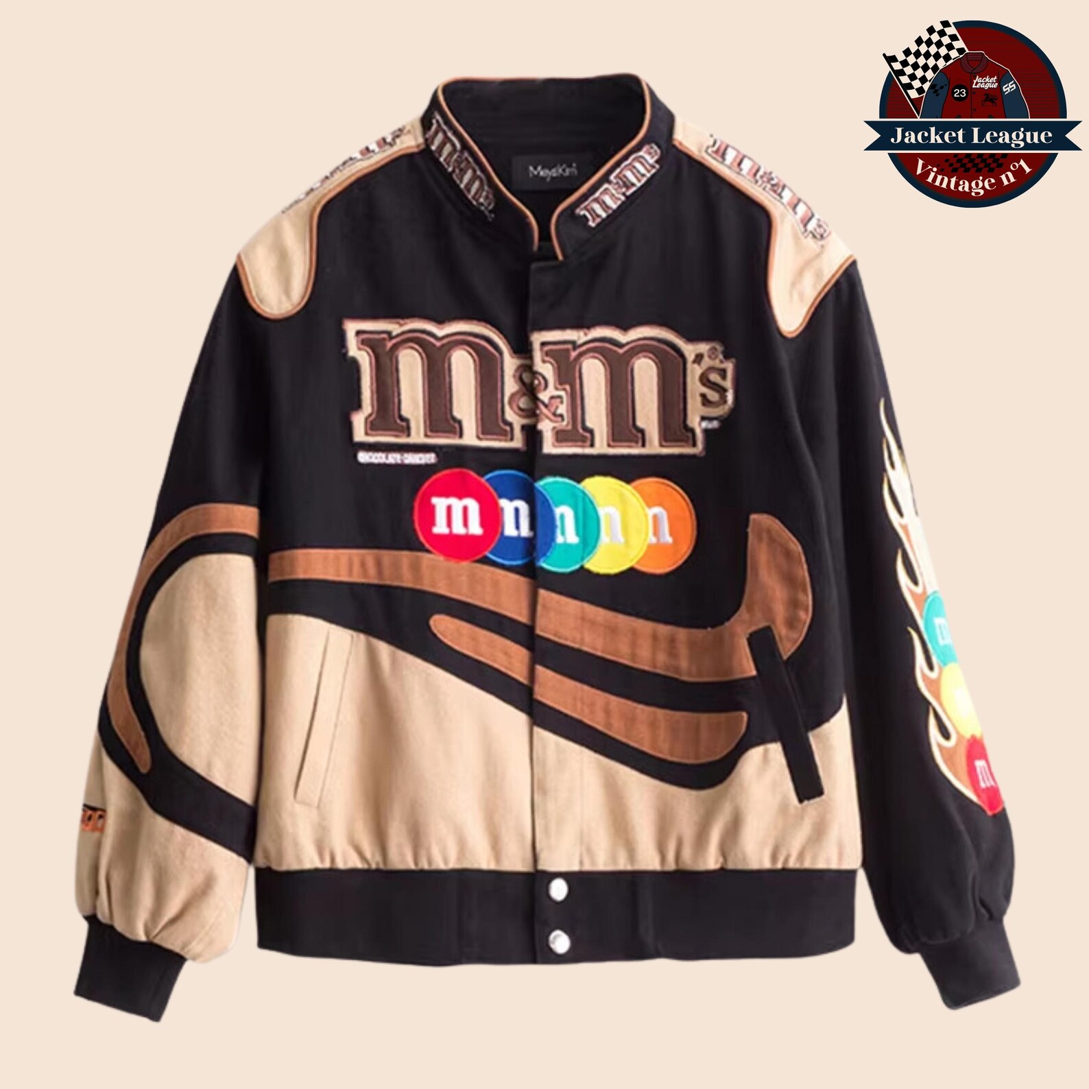 Spring Harajuku Embroidered M&M Jacket Women's Hip-hop Long Sleeve ...