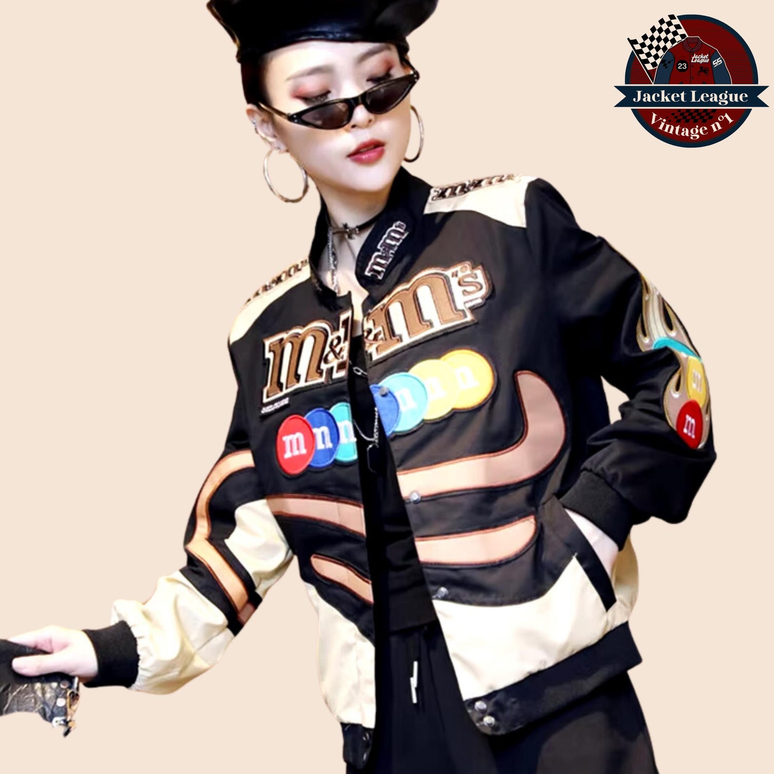 Spring Harajuku Embroidered M&M Jacket Women's Hip-hop Long Sleeve ...