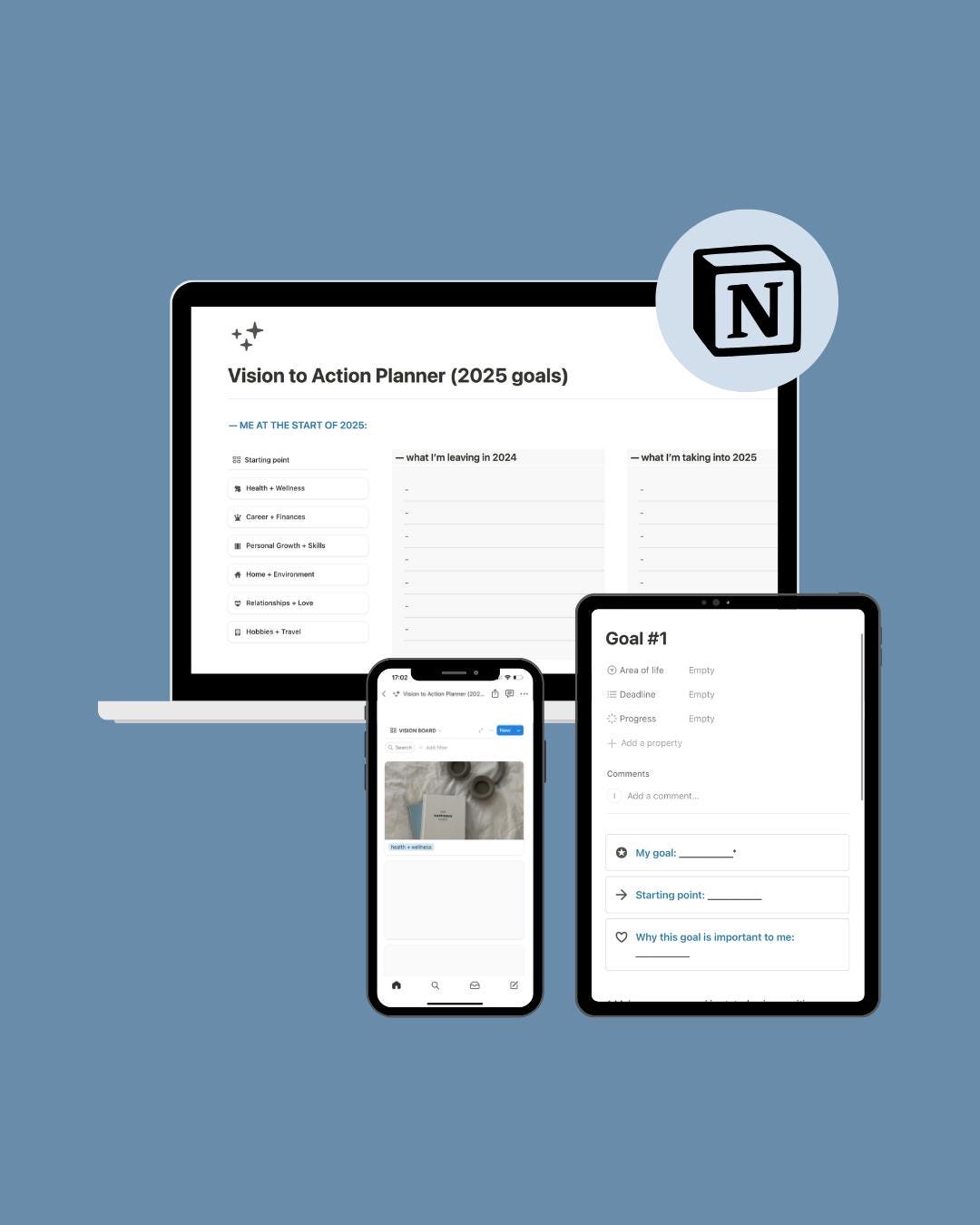Notion Goal Setting Plan Template (the Vision to Action Planner) - Etsy