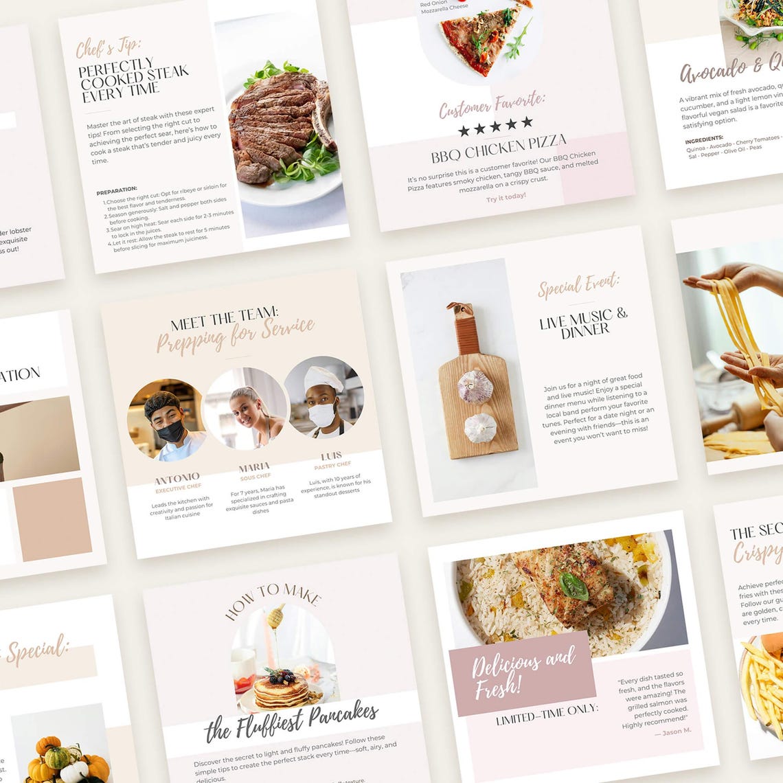 Food Instagram Post Templates | Recipes Canva Content | Editable Chef ...