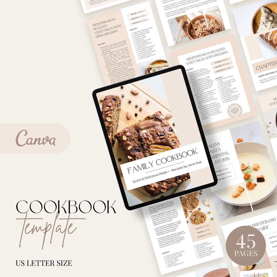 Cookbook Template | Recipes Book | Printable Family Cookbook | Canva ...